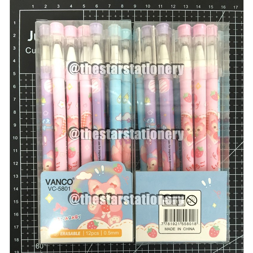 Jual (1 Pack isi 12 Pcs) Gabungan Erasable Gel Pen Vanco VC-5800 VC ...
