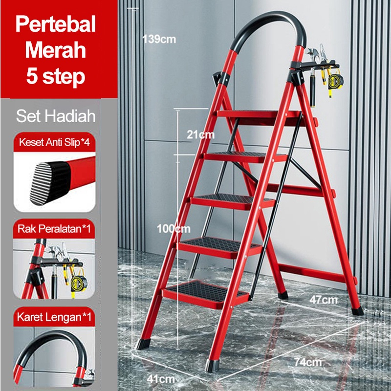 Jual 5 Step Tangga Rumah Lipat Tangga Besi Lipat Household Steel Ladder ...