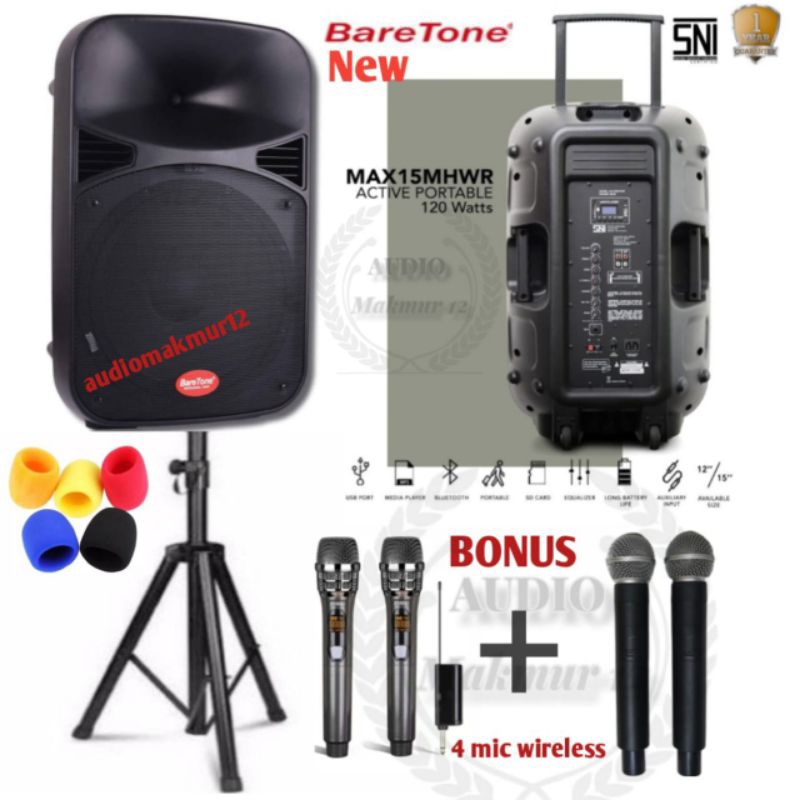 Jual Speaker Portable Baretone Max 15 Mhwr 15 Inch Speaker Baretone