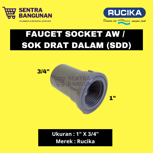 Jual SDD AW 1" x 3/4" FITTING PVC RUCIKA | SOCKET / SOK DRAT DALAM ...