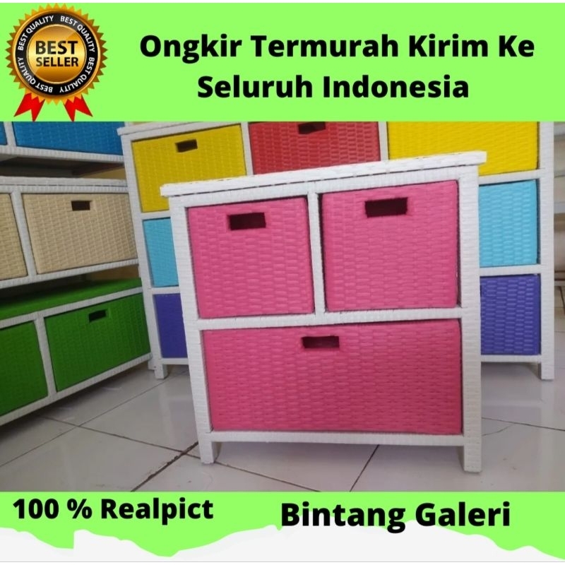 Jual Meja Tv Minimalis Lemari Rotan Sintetis 3 Laci Mini Rak Susun ...