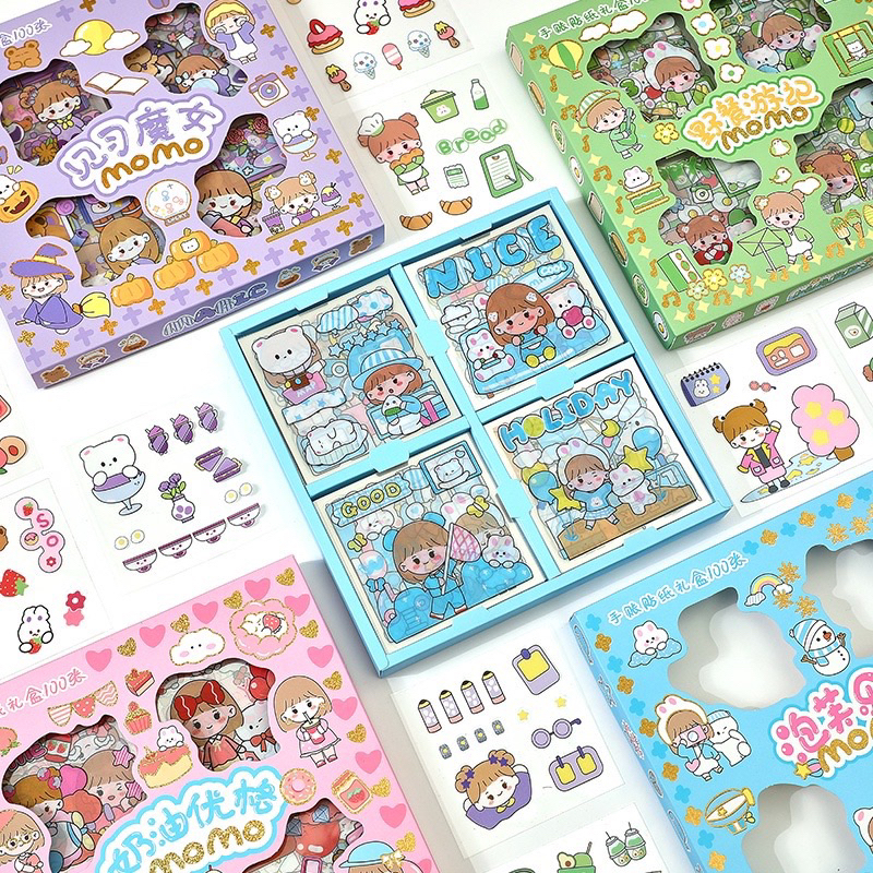 Jual STICKER MOMO KOREA ISI 100 LEMBAR LUCU / STIKER MOMO WATERPROOF ...