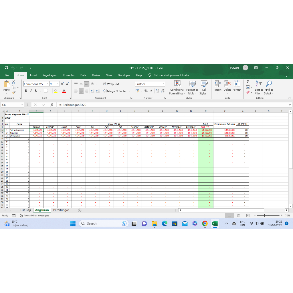 Jual PPh 21 Perhitungan PPh 21 TER 2024 net dan gross excel laporan ...