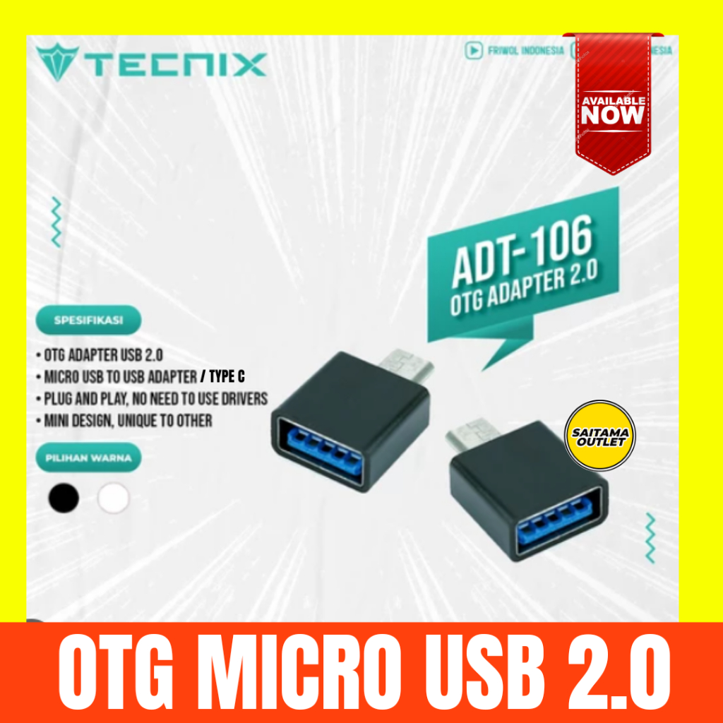 Jual Saitama outlet Usb OTG Tecnix MICRO & TYPE C Multi fungsi Adt-106 Micro-usb Adapter Usb 20 ...