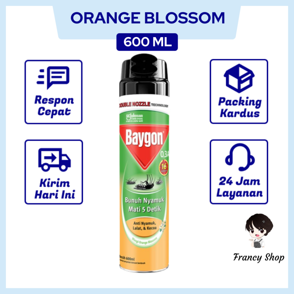 Jual Baygon Orange Blossom Pembasmi Serangga 600 ml | Shopee Indonesia