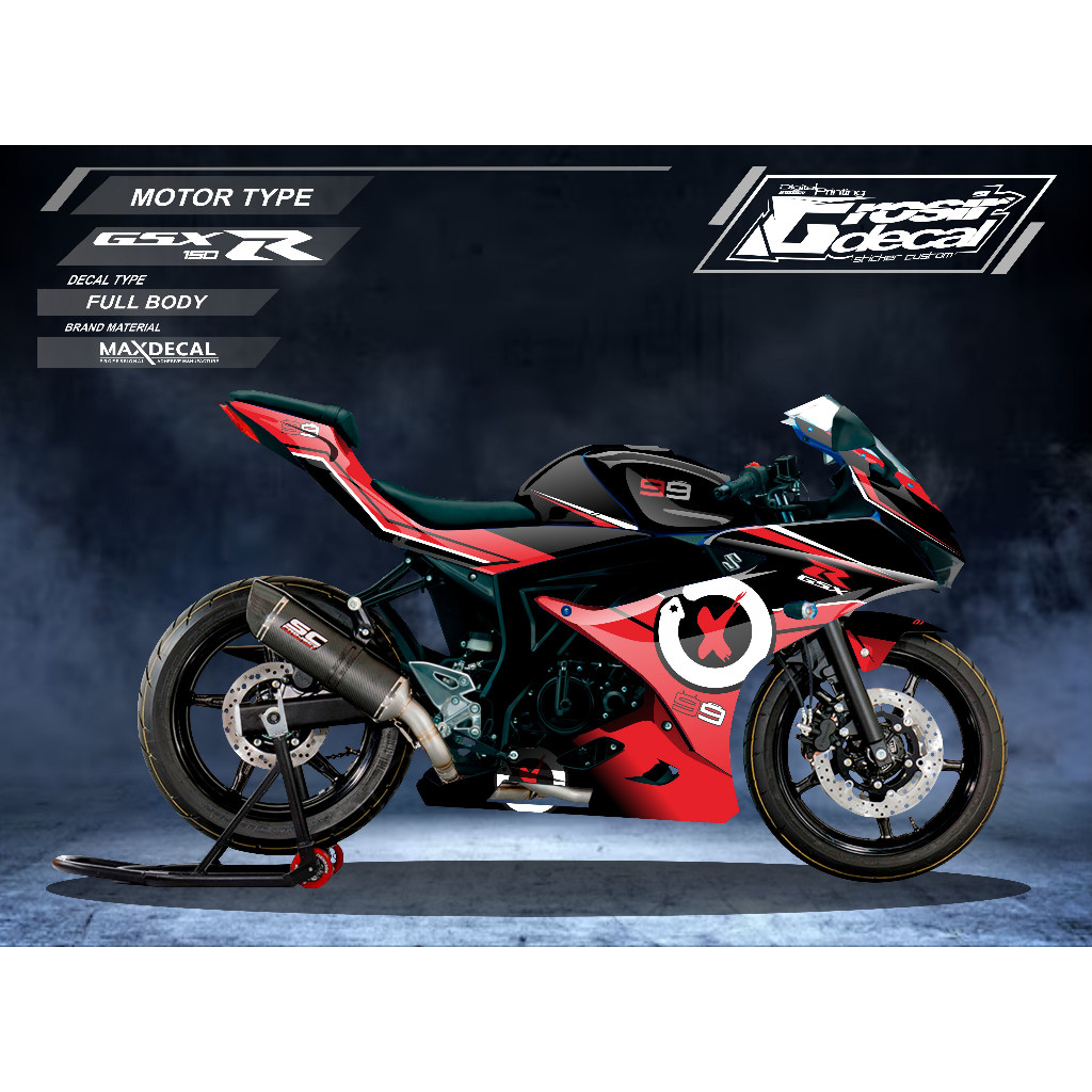 Jual Decal Sticker Suzuki GSX 150 R Merah Full Body Fullblok Fullset ...