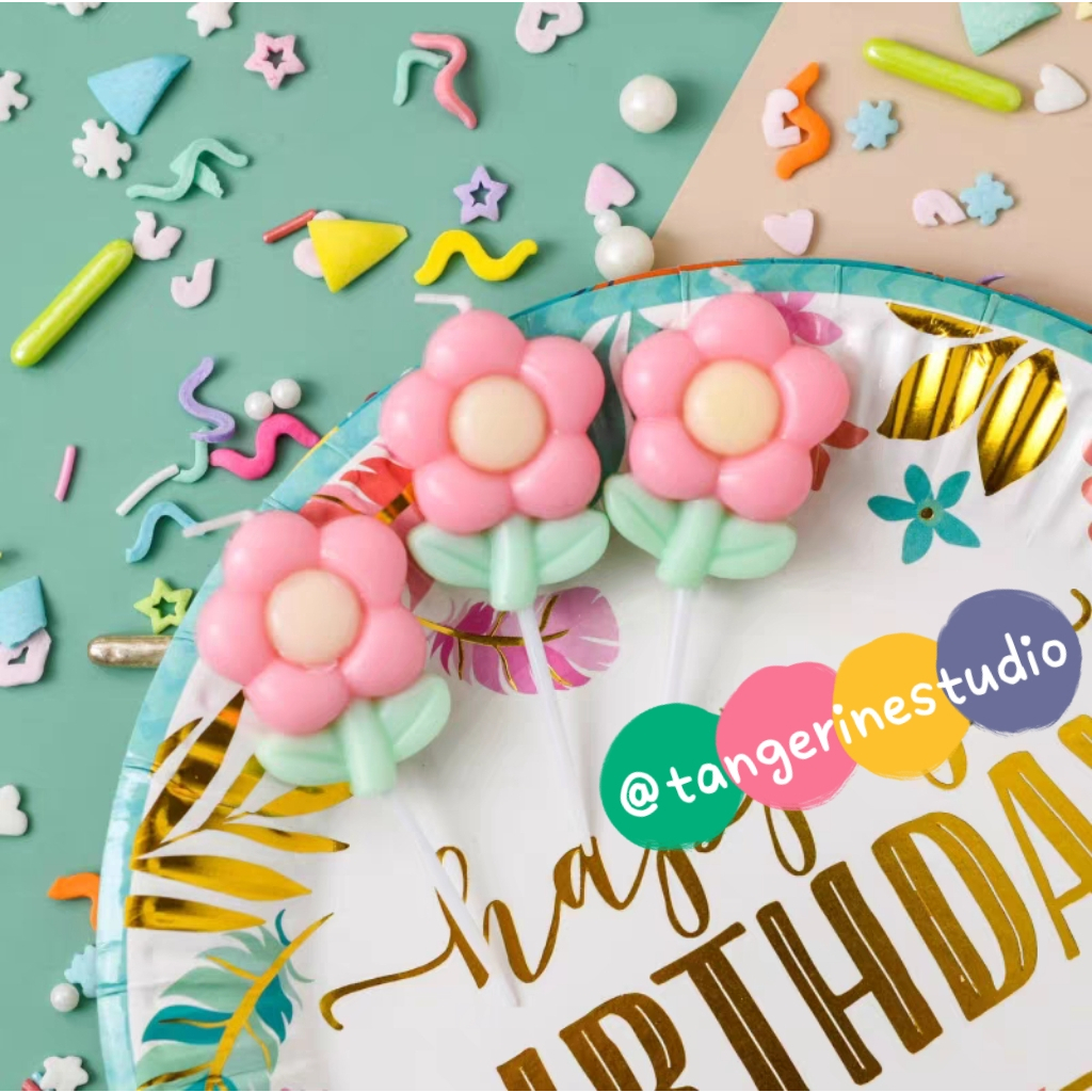 Jual Lilin Ulang Tahun Bunga Pink | Lilin Dekorasi Kue Korean Inspo ...