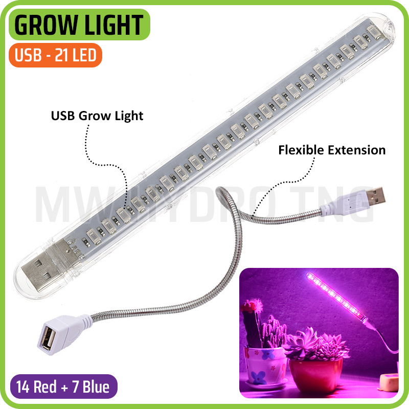 Jual LED Plant Grow Light, USB 5V, 21 LED, Red + Blue - Lampu Tanaman ...