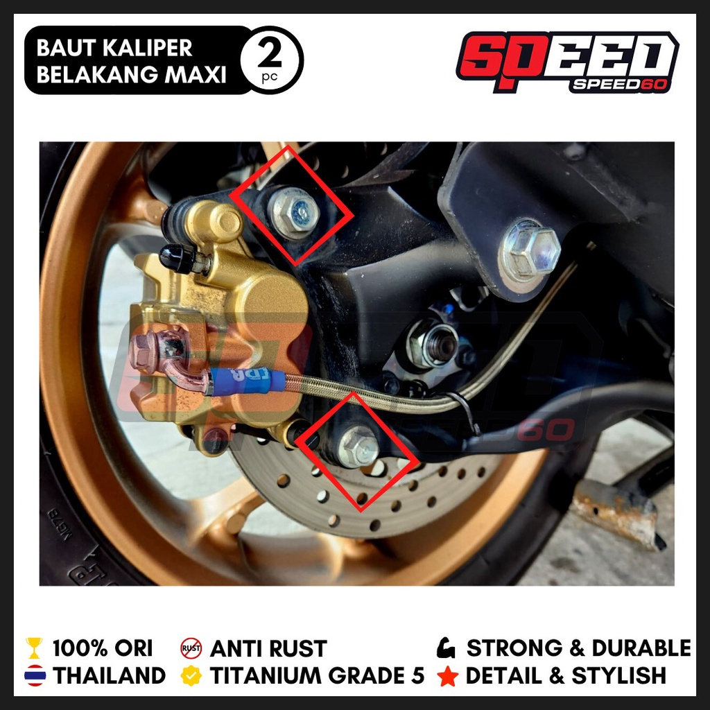 Jual Baut Kaliper Belakang Yamaha Nmax Aerox Xmax 2pc Baut Titanium Grade 5 Thailand King Nut ...