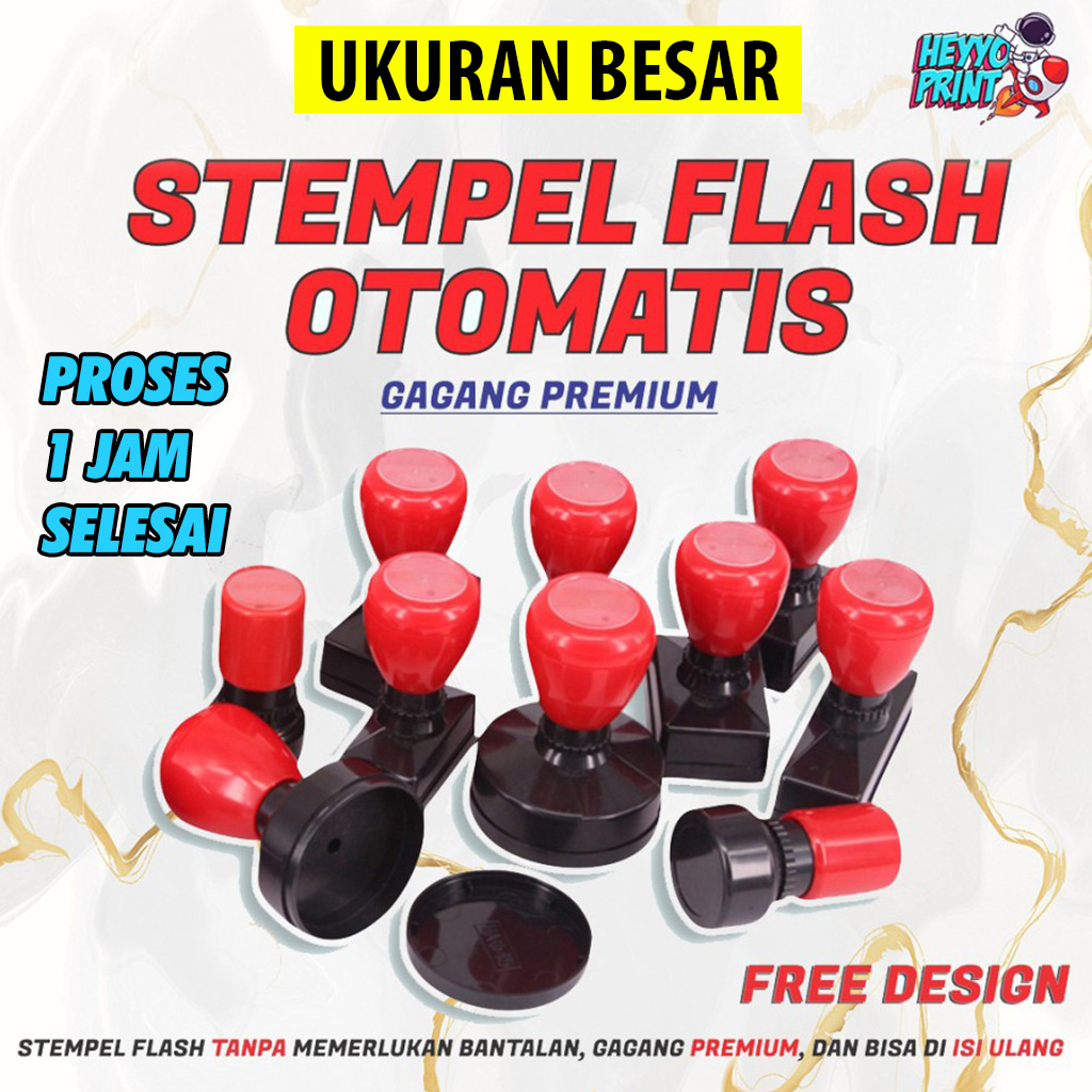 Jual Stempel Flash/Otomatis/Warna Ukuran Besar Custom Desain | Shopee ...