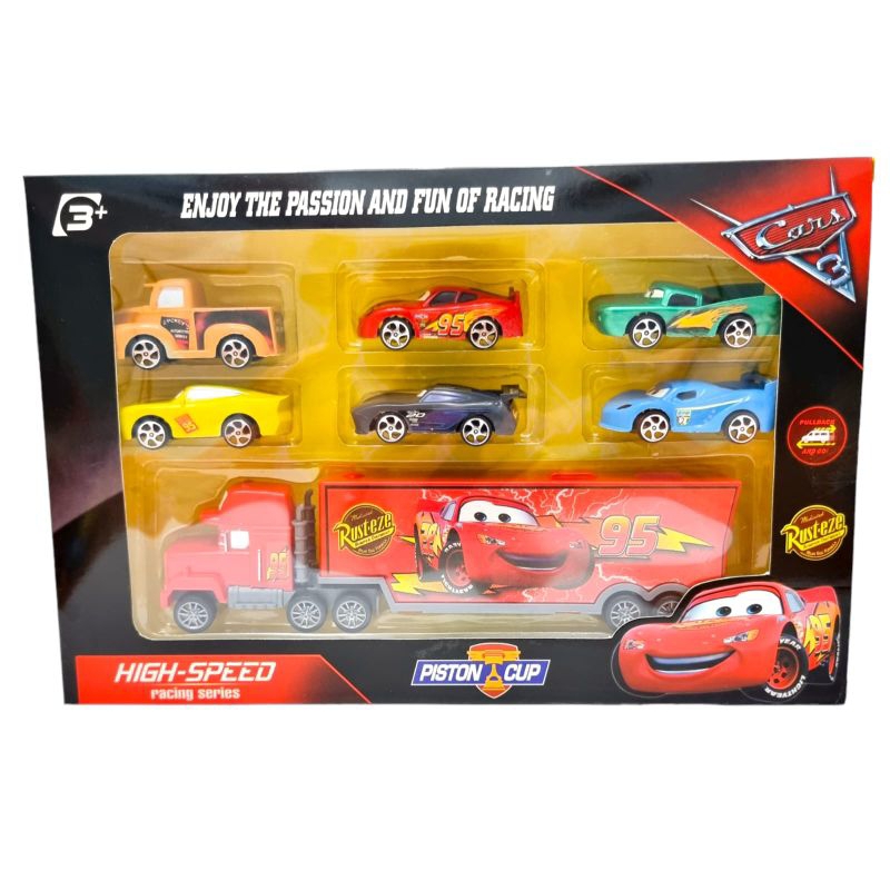 Jual CARS 3 McQUEEN TRUCK KONTAINER set 7 pcs / MAINAN MOBIL McQUEEN ...