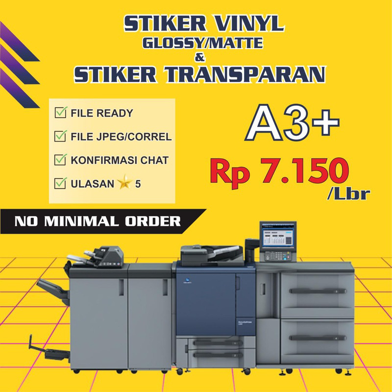 Jual CETAK STIKER VINYL GLOSSY/MATTE / TRANSPARANT tanpa CUTTING ...