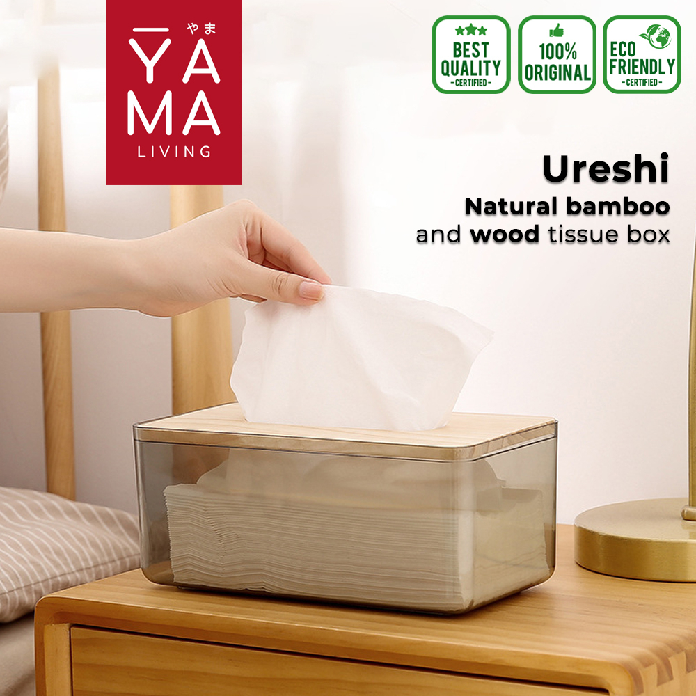 Jual YAMA URESHI Natural Wood Tissue Box Kotak Tempat Tisu Putih Kayu ...