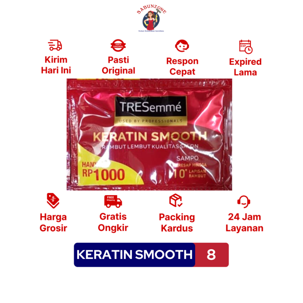 Jual Shampoo Tresemme Keratin Smooth 8 ml Merah Sachet | Shopee Indonesia