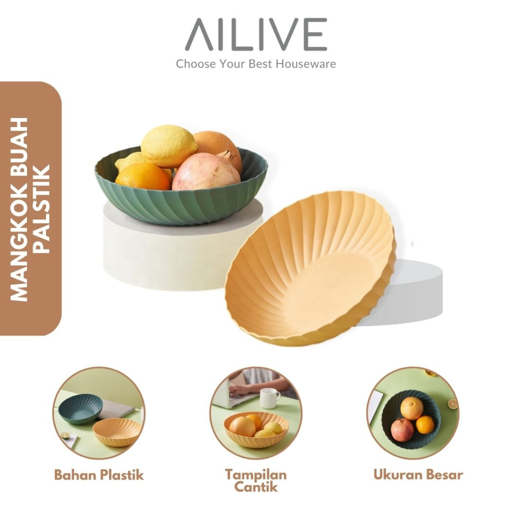Jual Mangkok Buah Plastik Salad Sayuran Wadah Saji Makanan Lauk Piring ...