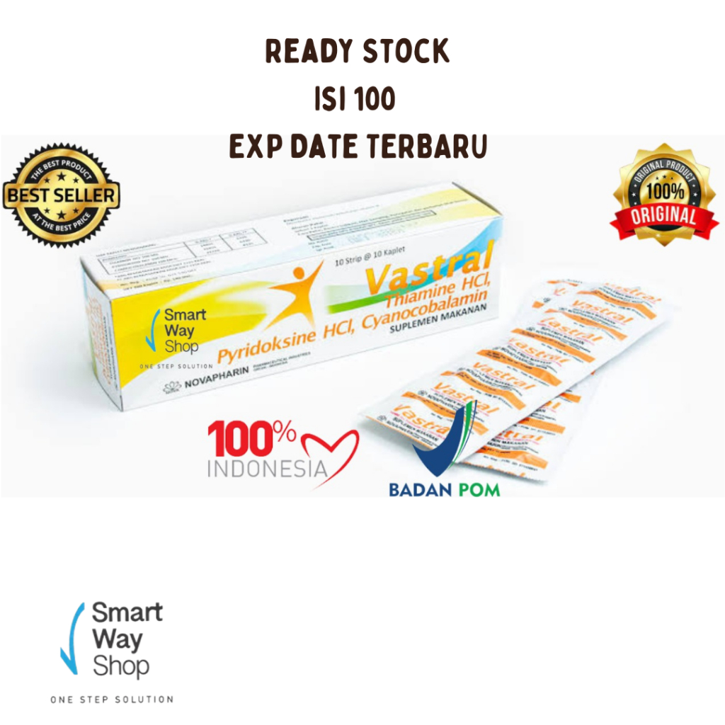 Jual Vitamin B Vastral Vit B1, B6 & B12! 1 Box isi 100 Kaplet MURAH dan ...