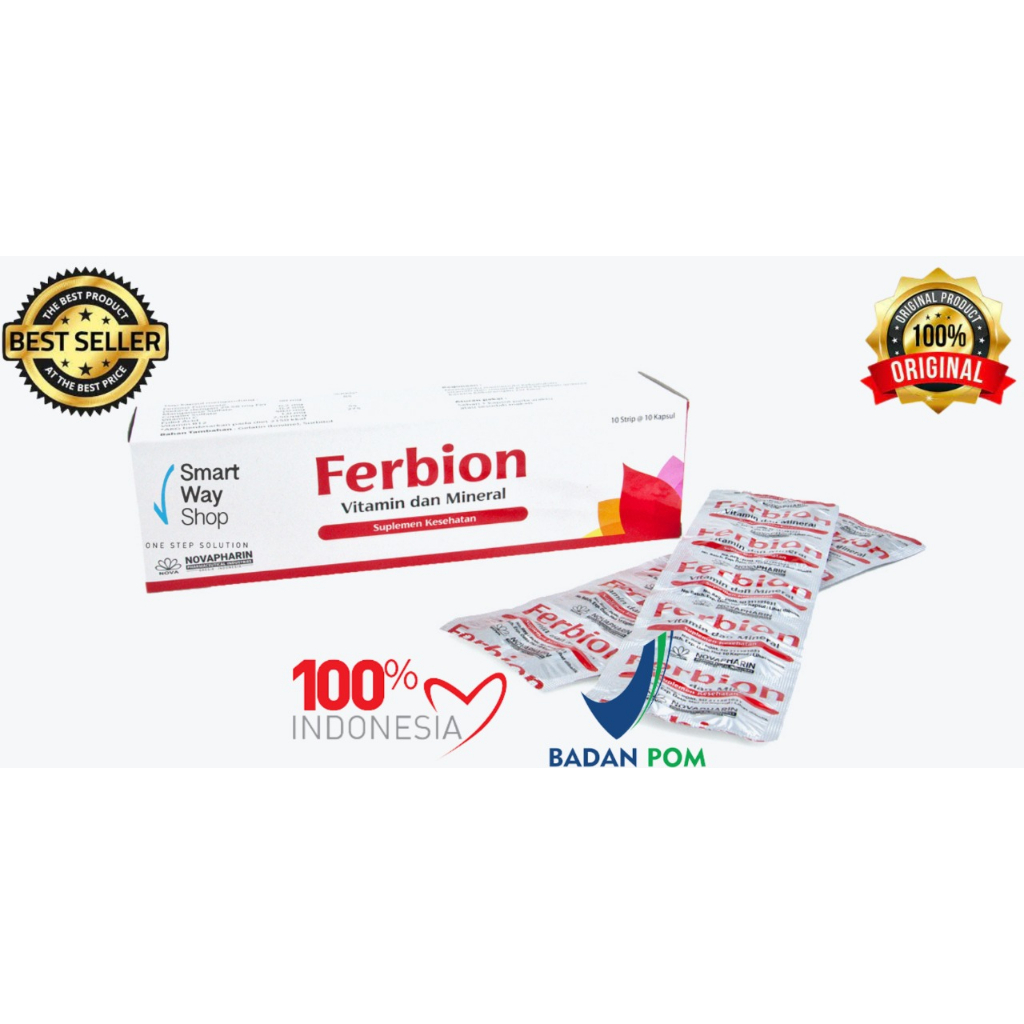 Jual FERBION Multivitamin dan Mineral Untuk Anemia 1 box isi 100 Kapsul ...
