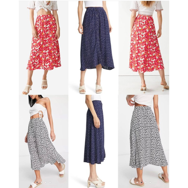 Jual Original Buttoned Skirt Flowy Rok Panjang Bunga Full Kancing ...