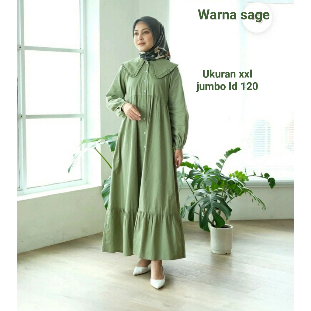 Jual GAMIS DELVI WARNA SAGE LAGI TREN UKURAN JUMBO LD 120 CM | Shopee ...