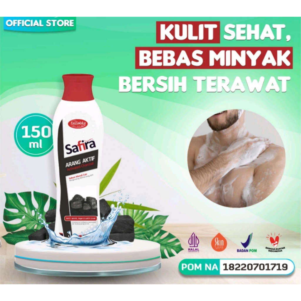 Jual sabun mandi herbal safira arang isi 150ml original tazakka ...