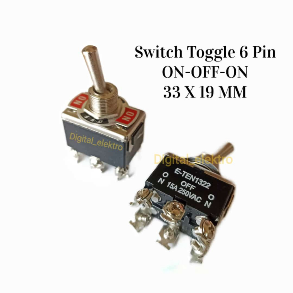 Jual Saklar switch toggle 6 pin on off on hitam E-TEN 1322 | Shopee ...