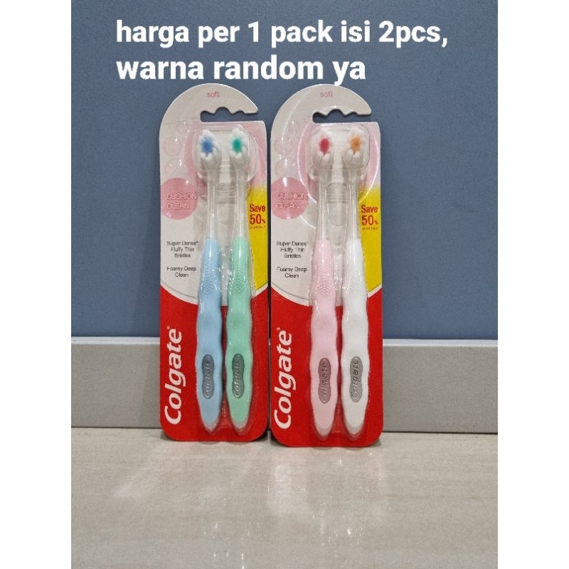 Jual COLGATE toothbrush sikat gigi Cushion Clean pack isi 2pcs warna ...