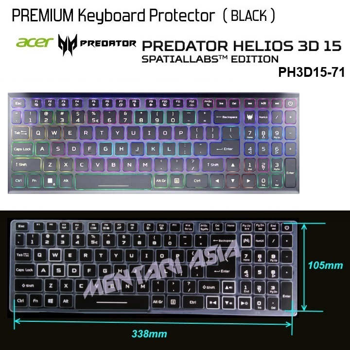 Jual Keyboard Protector ACER Predator HELIOS 3D 15 - Premium BLACK ...