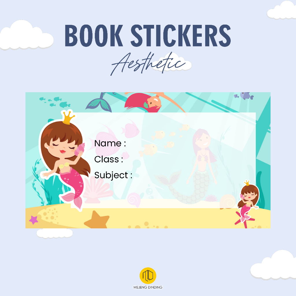 Jual STIKER MAPEL ISI 30 PCS / STIKER BUKU CUSTOM TEMA MERMAID PUTRI ...