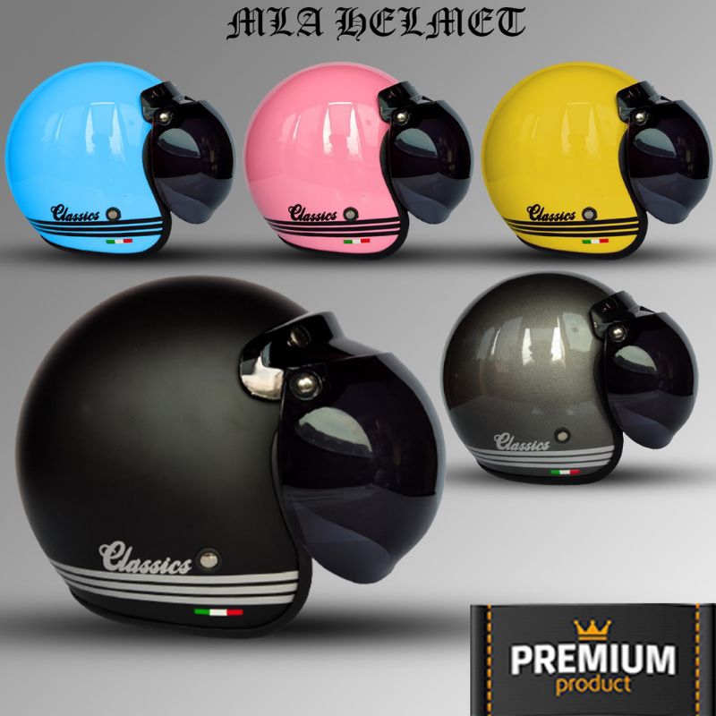 Jual Helm Bogo Motif Classic Premium Dewasa SNI Kaca Datar dan Cembung ...
