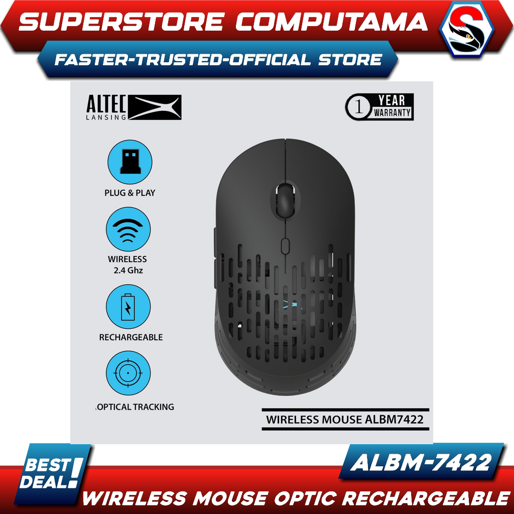Jual Mouse Wireless Altec Lansing ALBM-7422 Black | Altec ALBM7422 ...