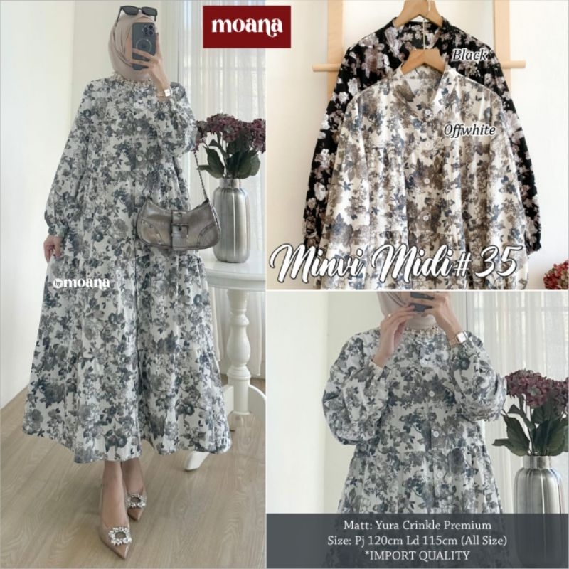 Jual MINVI MIDI DRESS MOANA YURI CRINCEL PREMIUM | Shopee Indonesia