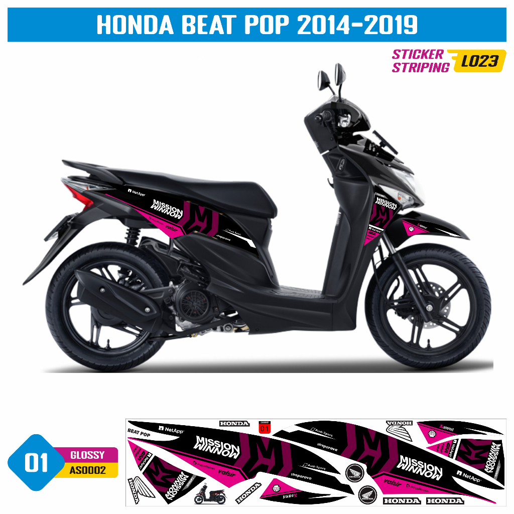 Jual Stiker Striping Honda Beat Pop 2014-2019 Variasi Lis Decal AS0002 ...
