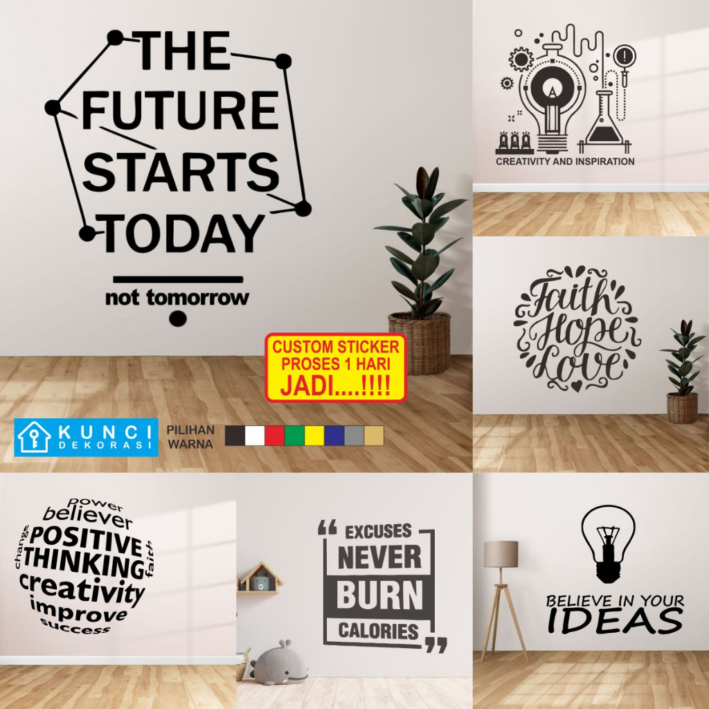 Jual Stiker Dinding Wall Sticker Kaca Quote Kata Motivasi Ruang Kantor ...