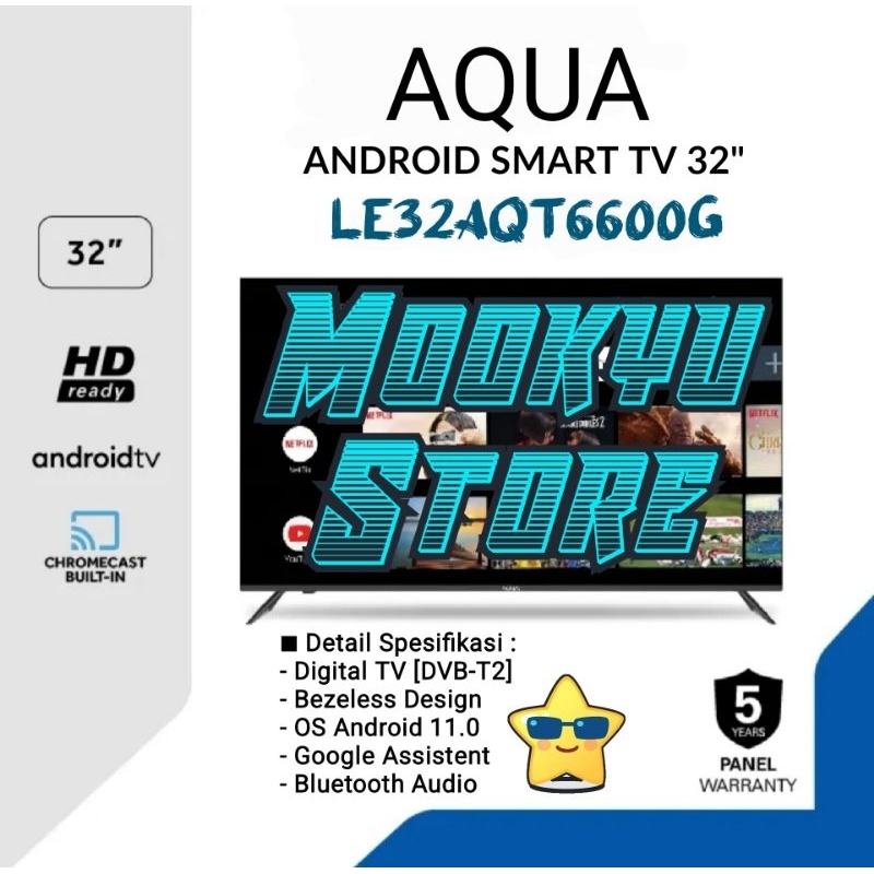 Jual AQUA LED Android Smart TV 32 inch LE32AQT6600G Bezeless Design ...