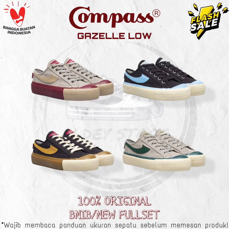 Jual [ORIGINAL] Sepatu Compass Gazelle Low Wafer Green / Wafer Maroon ...