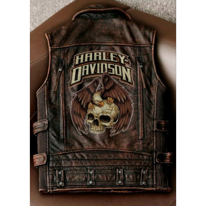 Jual vest kulit asli rompi motor Harley Davidson kualitas import ...