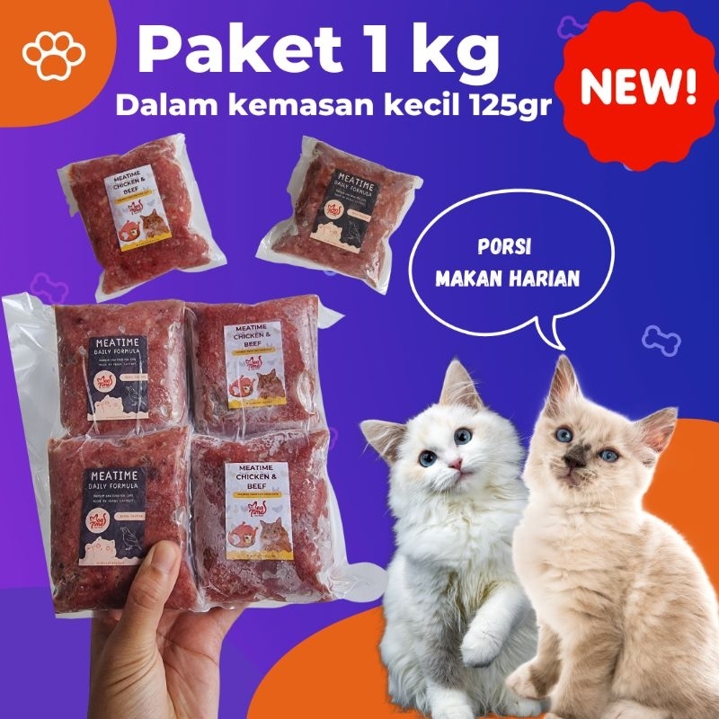 Jual Paket 1Kg Meatime Raw Food Makanan Kucing Praktis Kemasan Kecil ...