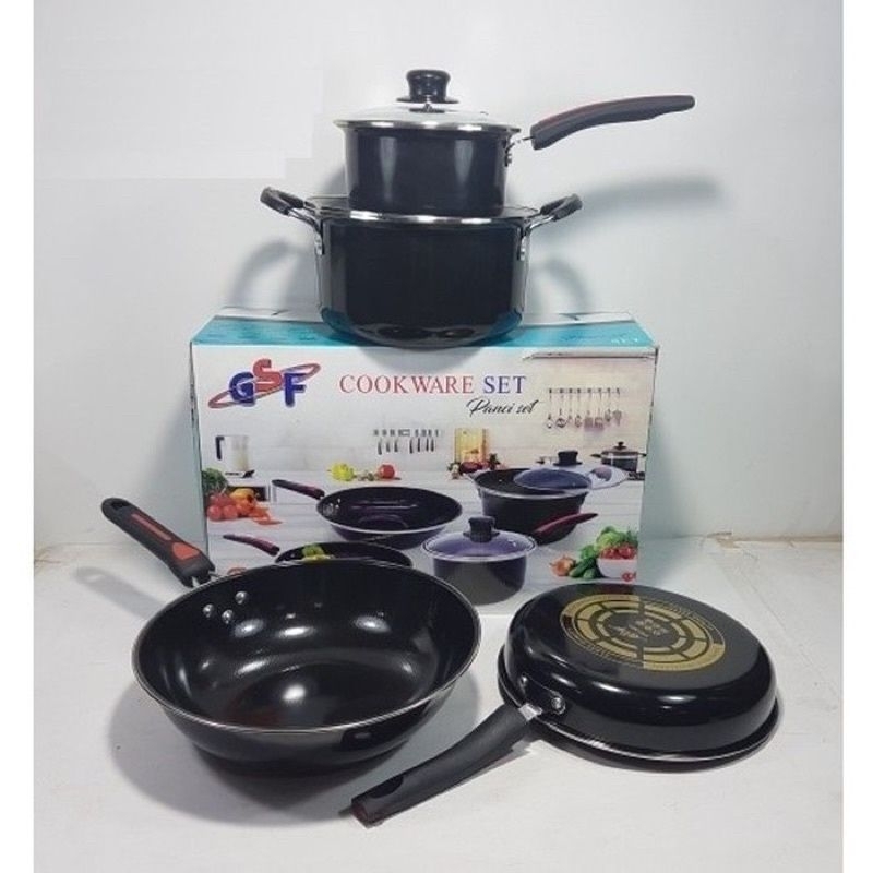Jual COD 3 KG isi 4 PANCI SET ENAMEL GSF COOKWARE SET TUTUP KACA GSF ...