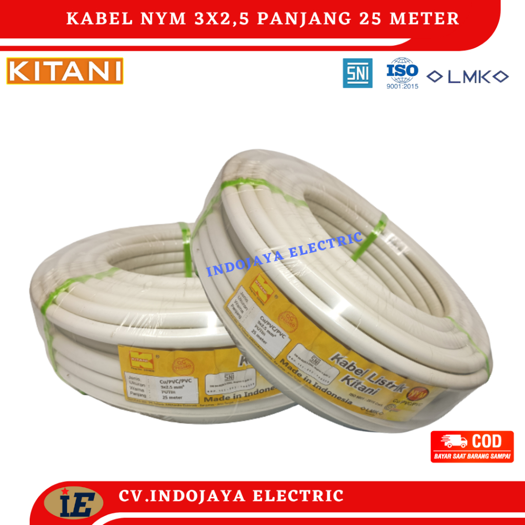 Jual Kabel listrik Kitani NYM 3X2,5 panjang 25 meter kabel tembaga ...