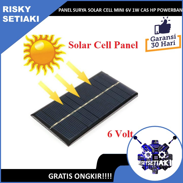 Jual PANEL SURYA SOLAR CELL MINI 6V 1W CAS HP POWERBANK 18650 DIY ...