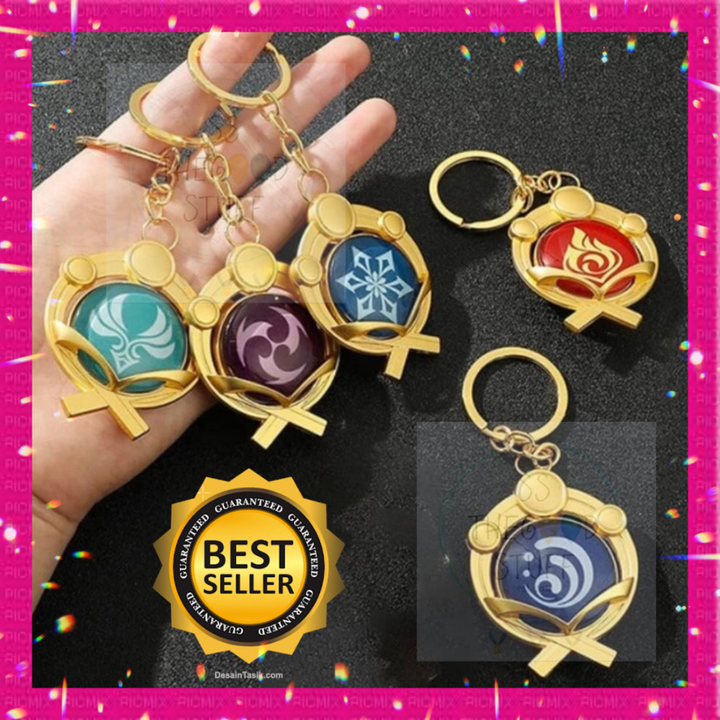 Jual Anime Keychain Genshin Impact Vision Element God’s Eye Keychain ...