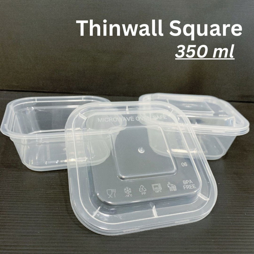 Jual Thinwall Square 350 ml / Mangkok Makan Plastik 350ml | Shopee Indonesia