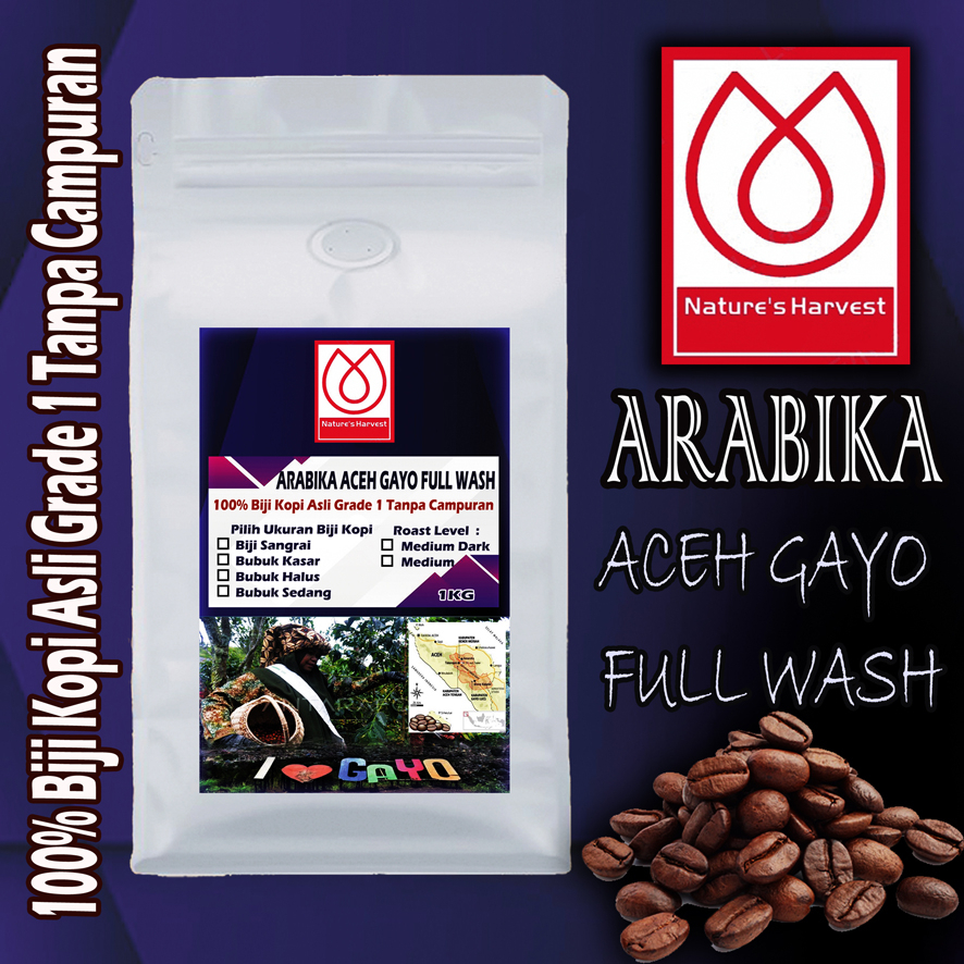 Jual Kopi Aceh Gayo Arabika Full Wash - Biji Kopi 100% Murni Tanpa ...