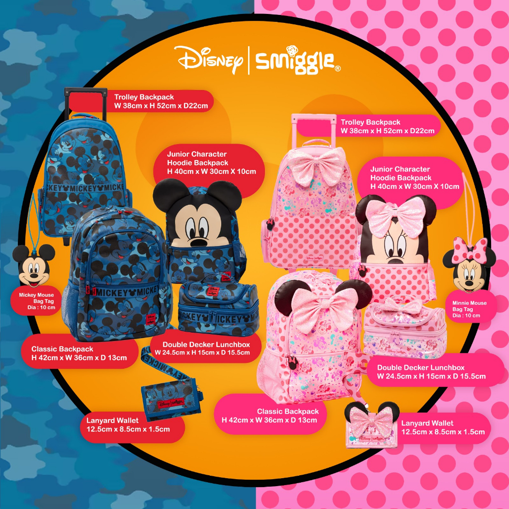 Jual SMIGGLE X DISNEY MICKEY MINNIE SERIES 2023 backpack/troli/tasmakan ...