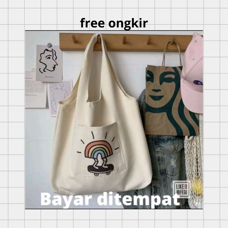 Jual Totebag kuliah sekolah kerja lucu murah totebag fashion aesthetic ...