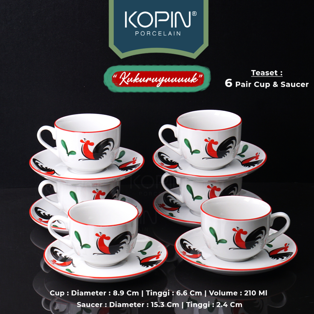 Jual CANGKIR SET KERAMIK PORCELAIN MODEL KUKURUYUK ISI 6 PASANG | KOPIN ...