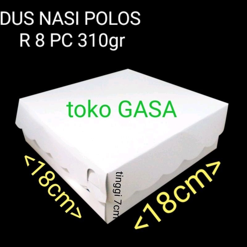 Jual KERDUS DOS DUS KOTAK Nasi Putih Polos UKURAN 18x18 tebal 310gsm ...