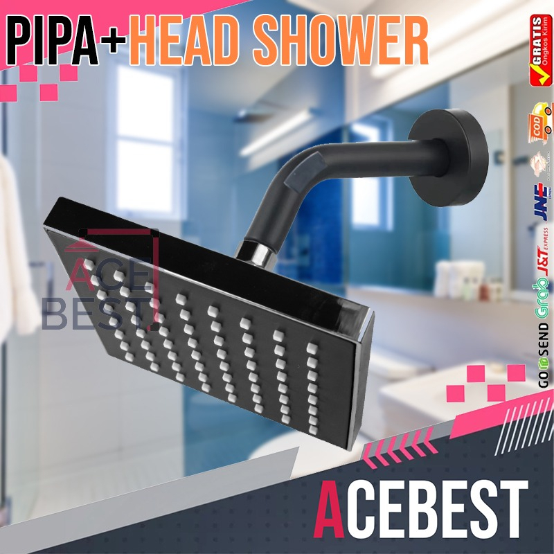 Jual Kepala Shower Atas Shower Mandi Bentuk Kotak Hitam / Head Shower ...