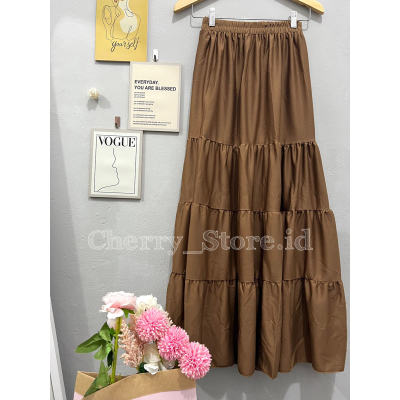 Jual Cherry_Ruffle Skirt 4 susun / rok wanita korea / skirt korean ...
