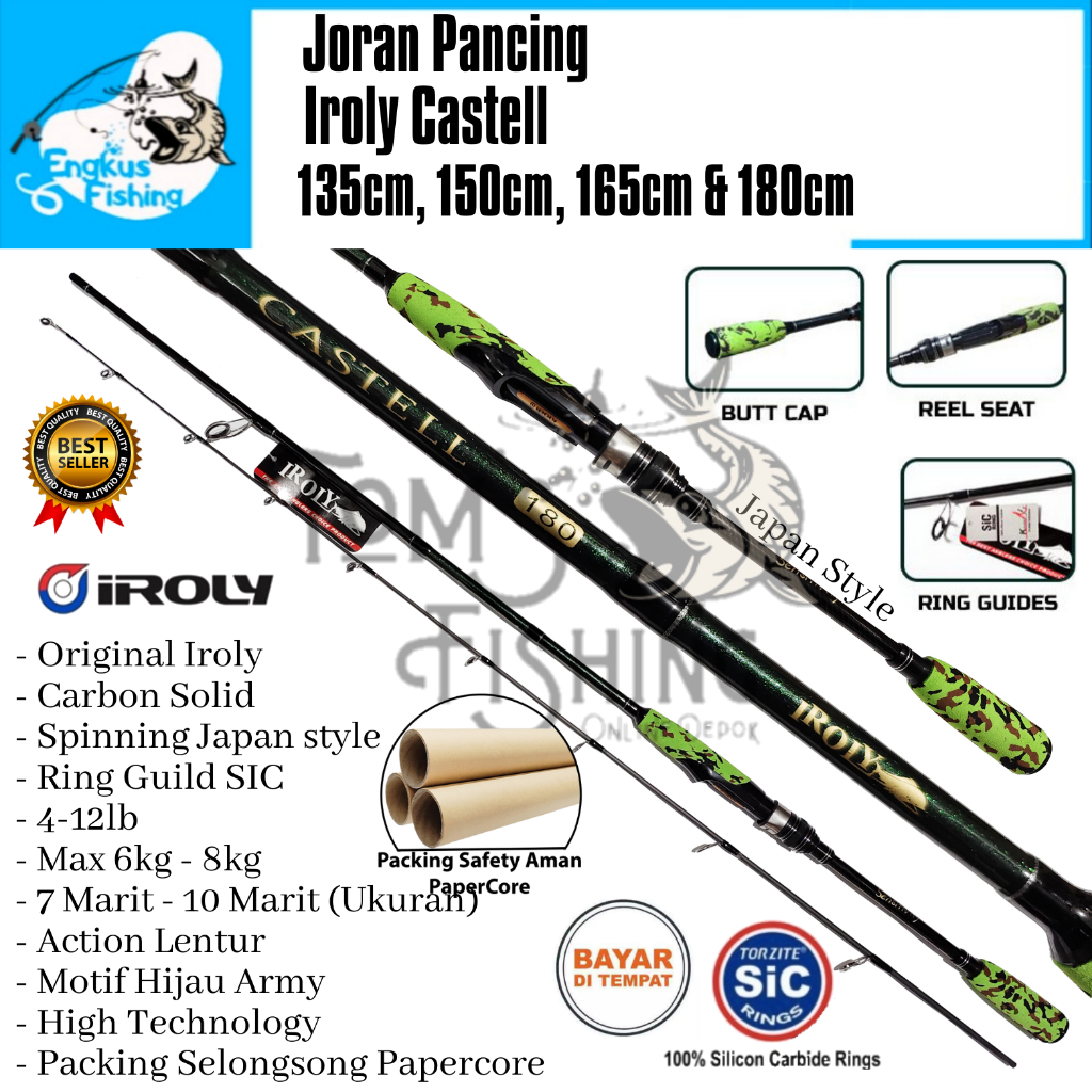 Jual Joran Pancing Iroly Castell 135cm - 180cm Carbon Solid (4-12lbs ...